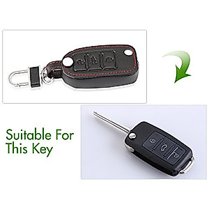 AndyGo Leather Key Cover Case Bag Keyless Fit for Volkswagen Tiguan Vw Jetta Mk6 Golf Polo Passat Cc Bora Skoda Fabia Octavia Superb