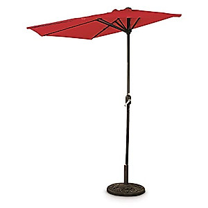 CASTLECREEK Half Round Patio Umbrella, Outdoor, Garden, Deck, Balcony Shade 8’, Red