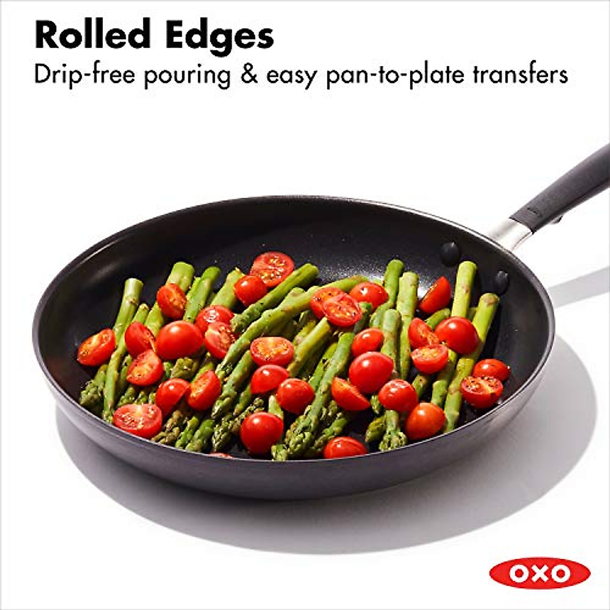 OXO Good Grips 12" Frying Pan Skillet, 3-Layered German Engineered Nonstick Coating, Stainless Steel Handle with Nonslip Silicone, Black