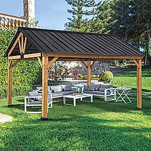 Westerly Solid Wood Gazebo Pavilion for Patio Deck Backyard (14' x 12')