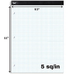 Mr. Pen Graph Paper, 5x5 (5 Squares per inch), 11"x8.5" Engineering Graph Paper Pad, 55 Sheet