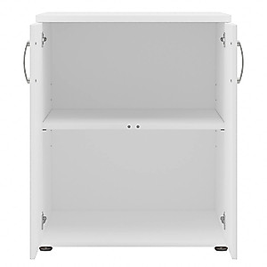 Bush Business Furniture Universal Floor Storage Cabinet with Doors and Shelves in White