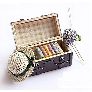 EatingBiting Dollhouse Miniature Doll Furniture Accessories 1:12 Dollhouse Miniature Vintage Brown Lugguage Box Trunk case Bag, Can Open and Close, Retro Elegant Vivid