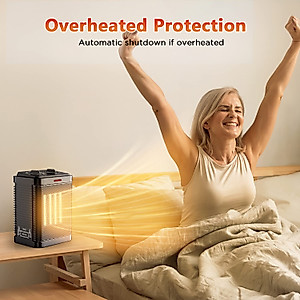 Faryuan Space Heater, Portable Electric Ceramic Heater, Small Space Heater with Thermostat, 2S Fast Heating, Overheating & Tip-Over Protection, 1500W Heater for Indoor Use, Office, Home