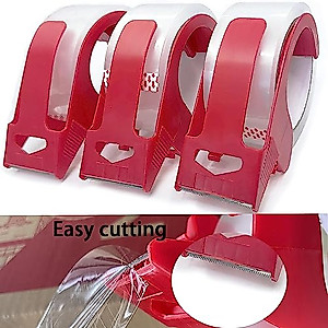 ROSEUP 3 Rolls Clear Packing Tape with 3 Free Dispenser, Heavy Duty Packaging Tape Designed for Moving Boxes, Shipping, Office, 2Mil 2 Inch x 60 Yard