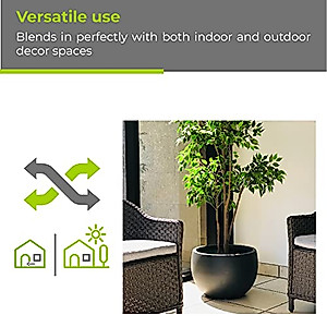 Kante 20" D Lightweight Concrete Outdoor Round Bowl Planter, Outdoor/Indoor Large Planters Pots with Drainage Hole for Garden Patio Balcony Deck Living Room, Charcoal