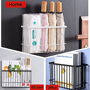 Buyyyit Magnetic Basket Organizer Shelf Rack for Refrigerator Peg Board Office File Foil Plastic Food Wrap Spice Pegboard Holder with Hooks (Black (Size:XL))