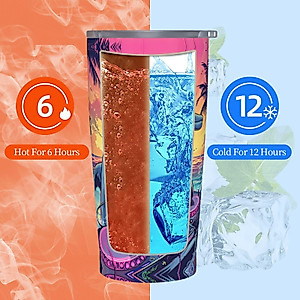 Buewutiry Hip-Hop DJ Dolphin Tumbler with Lid and Straw, Cute 20 Oz Stainless Steel Insulated Tumbler Water Bottle Cup, Travel Coffee Mug Personalized Tumbler