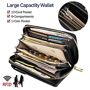 HUANLANG Small Crossbody Phone Bags for Women Leather Cell Phone Purse Wallet RFID Blocking Ladies Shoulder Bag Credit Card Slots Lightweight Crossbody Bag
