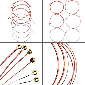 Bememo 3 Sets of 6 Guitar Strings Replacement Steel String for Acoustic Guitar Spare Strings for Beginner Guitarists (1 Brass Set, 1 Copper Set and 1 Multicolor Set)