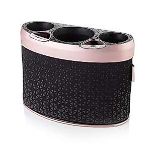 Minky Homecare Neoprene Styling Dock, Curling Iron and Hair Dryer Holder - Hair Tool Organizer Storage for Bathroom Countertop, Dresser - Rose Gold/Black