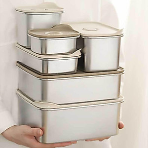 Tacarlha Stainless Steel Food Storage Containers with Airtight Lids Set, Leakproof Meal Prep Containers, Airtight Kimchi Containers Reusable, Stackable/Oven/Dishwsher/Freezer Safe 600ML