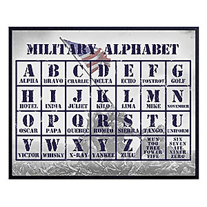 Military Alphabet - Patriotic Iwo Jima American Flag Wall Decor for Living Room - 8x10 Poster Print, Wall Art, Home Decoration- Patriotic Gift for Army, Navy, Marine, Air Force Veteran, Vet
