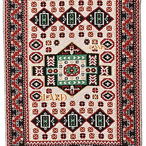 iLAND Dollhouse Furniture on 1/12 Scale for Dollhouse Living Room incl Sofa w/Pillow & End Table & Rug (Red White Gingham Armchairs Set)