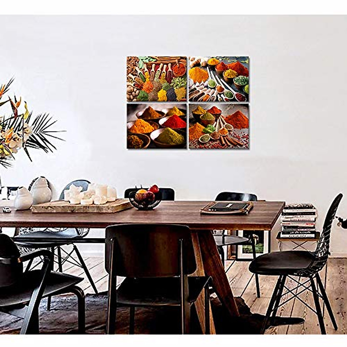 HOMEOART Herbs and Spices Kitchen Decor Pictures Dining Room Food Poster Prints Wall Decor 12"x16"x4 Panels