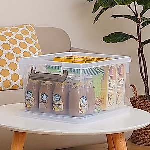 Citylife 22.2 Qt. Plastic Storage Bins with Lids Large Stackable Storage Containers for Organizing Clear Durable Storage Box, 4 Packs