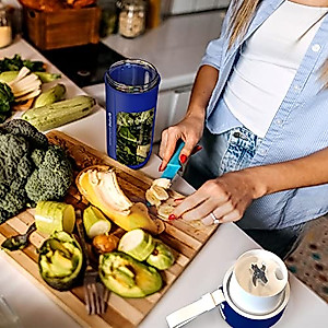 Portable Blender, Mini Blender For Shakes and Smoothies, Personal Blender USB Rechargeable, Fresh Juice Blender With 8 Blades, 12oz Handheld Blender For Kichen Ice (Blue)