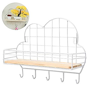 STOBOK Hanging Storage Shelves Cloud Shape Wall Hanging Storage Rack, Metal Wall Mount Organiser Floating Shelves Wall Mount Organiser Cloud Shelves Display Rack for Home Decor White