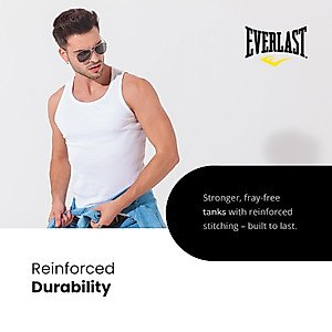 Everlast 6-Pack Men's Essential Tank Tops, Undershirts – Breathable, Tagless, Cotton Mens T Shirt – T Shirts for Men Pack (L, White)