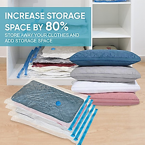 Vacuum Storage Bags, 10 Jumbo Space Saver Bags Vacuum Seal Bags with Pump, Space Bags, Vacuum Sealer Bags for Clothes, Comforters, Blankets, Bedding