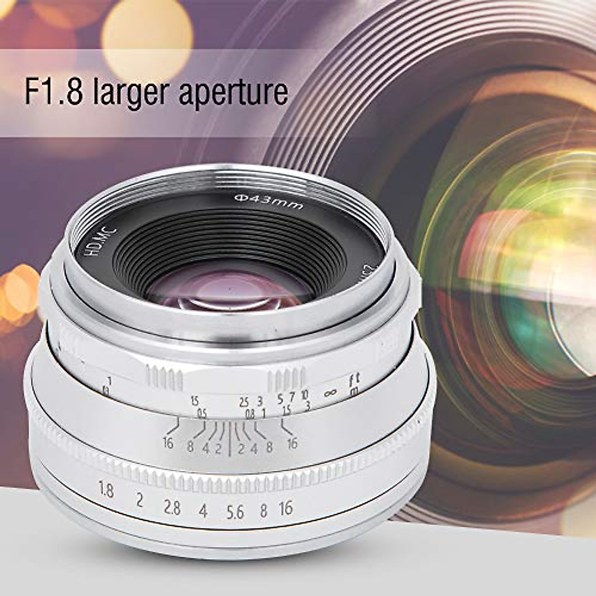 Camera Lens Portable Mirrorless Camera Lens 25mm F1.8 Multi-Layer Coating Mirrorless Camera Lens EF-M/EOSM Mount for Canon M2/M3/M5/M6/M10/M100/M50(Silver)