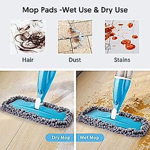 TINA&TONY Microfiber Spray Mop Replacement Heads 15.7", Washable Floor Cleaning Pads for Wet/Dust Mops Heads Refills Pads Compatible with Bona Floor Care System for Kitchen Home Floor Cleaning,5 Pack