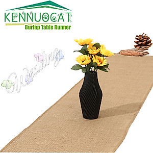 KENNUOCAT Burlap Table Runners - Natural and Eco-Friendly Versatile Premium Jute Fabric Rolls -12x108Inches(1 Roll) Decor for Weddings,Partie,Events and Home-Rustic Style Tablecloth-DIY Crafts