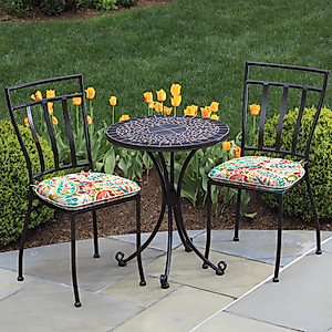 DYTXIII Set of 2 Outdoor Chair Cushions with Ties,Water Repellent Patio Chair Pads 17"x 16" for Outdoor Furniture,Round Corner Seat Cushions for Garden Yard Kitchen Pretty Paisley