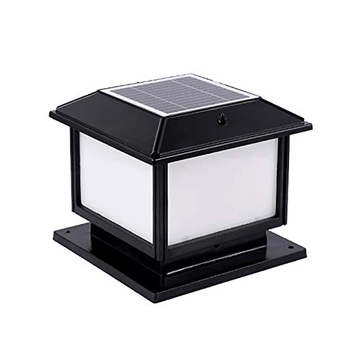 CraftThink LED Solar Post Light Outdoor, Minimalist Pillar Lamp Fixture with Square Acrylic Shade Remote Control 3 Light Sources Adjustable for Garden Yard Post Pole Pillar Landscape-Black 10" Wide