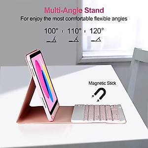 AHYWTAN iPad 10th Generation Case with Keyboard,Keyboard Case for iPad 10th Gen 2022 10.9’’Keyboard for iPad 10th Gen with Pencil Holder,Detachable Bluetooth Keyboard Case for iPad 10.9 2022,Pink