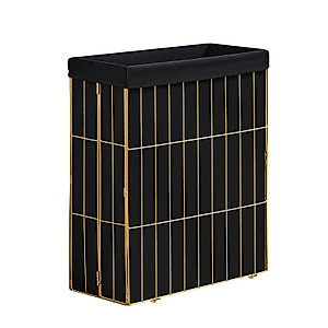 Mxfurhawa Laundry Hamper, 67L Laundry Baskets, Slim Laundry Hamper with Removable Liner Bag, Compact Collapsible Clothes Basket, Metal Wire Frame Laundry Sorter, for Bedroom Bathroom (Black)