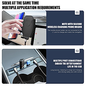 Fit for Tesla 2021 2022 Model Y Model 3 Accessories Docking Station of Center Console Smart Sensor, 4 in 1 USB LED HUB Adapter Cable Charger Powered Splitter Extension Accessories