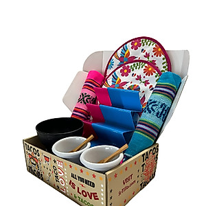 Taco Tuesday Box,The Taco kit table Set of 11 items for your Taco Tuesday,tortilla warmers, Taco Holders, Salsa Bowls, all you need to setup your taco night table for 2 persons in one Box