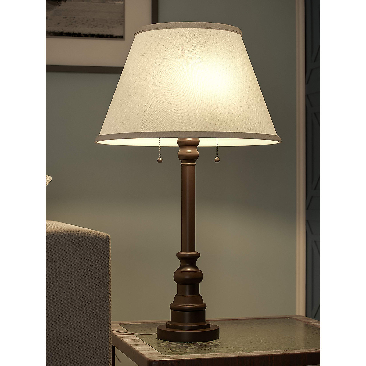 Kenroy Home 30437BRZ Spyglass Table Lamp with Bronze Finish, Classic Style, 30.5" Height, 17" Width, 17" Depth
