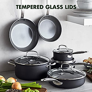 GreenPan Chatham Hard Anodized Healthy Ceramic Nonstick 10 Piece Cookware Pots and Pans Set, Gray & Chatham Hard Anodized Healthy Ceramic Nonstick, 3QT Saucepan Pot, Gray