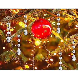 Christmas Ornaments Crystal Tree Decorations, 30Pcs Acrylic Clear Hanging Crystals for Centerpieces Teardrop Chandelier Garland Beads for Xmas Wedding Party home Decor