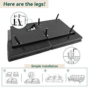 Hcore, Sleeper Bed Couch,Memory Foam Futon Sofa Sofabed, Classic Grey