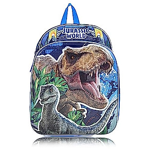 Jurassic World Boys 3D Molded Front Backpack Dinosaur Knapsack | Elementary and Kindergarten Kids Backpacks for School (Molded Front T-Rex)