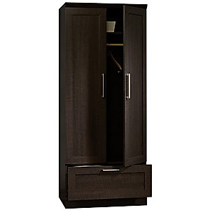 BOWERY HILL Metal Wardrobe Armoire with Garment Rod in Dakota Oak