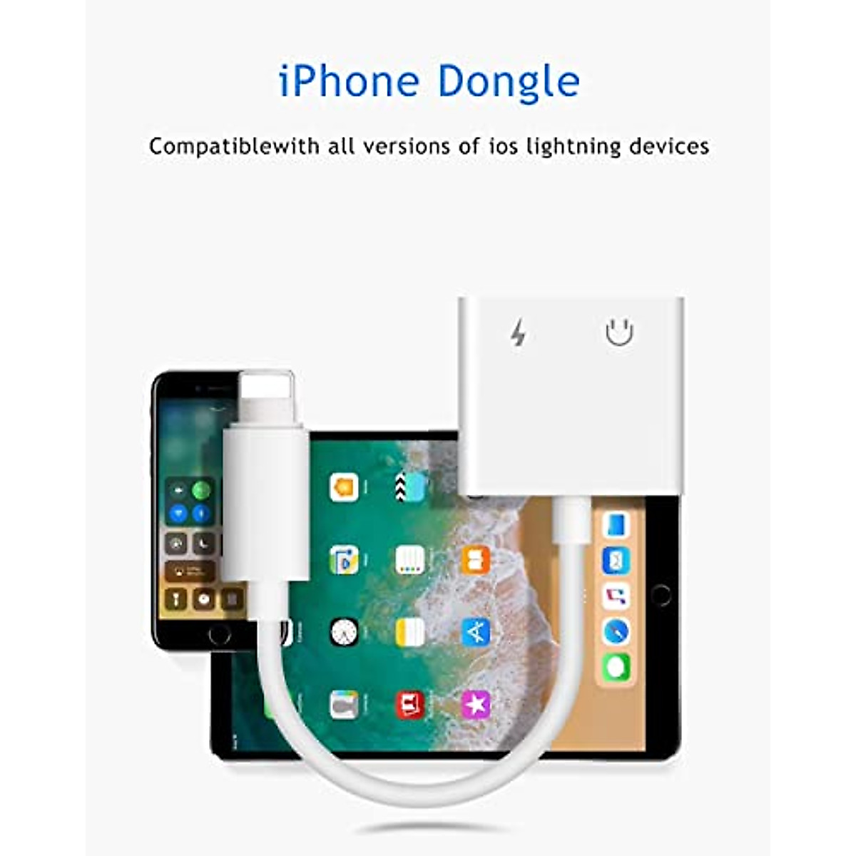 [2 Pack] Apple Lightning Jack Headphone Adapter，2 in 1 Lightning to 3.5mm Aux Audio Dongle Headphone Accessories Compatible with iPhone 14/13/XR/X 8 7/iPad Audio Earphone Adapter for All iOS System