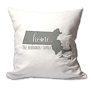 Pattern Pop Personalized State of Massachusetts Home Throw Pillow Cover - 17X17 Throw Pillow Cover (NO Insert) - Decorative Throw Pillow Cover (Throw Pillow Cover)