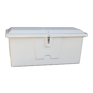 TAYLOR MADE PRODUCTS Stow 'N Go Small Fiberglass Dock Box, White (24"H x 54"W x 22"D) – Fiberglass construction, UV gelcoat finish, stainless steel lockable latch and hardware – 2020108652