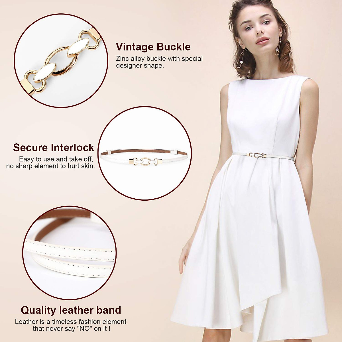 XZQTIVE Skinny Belts For Women Thin Leather Waist Belt Fashion Ladies Belt For Dress Pant