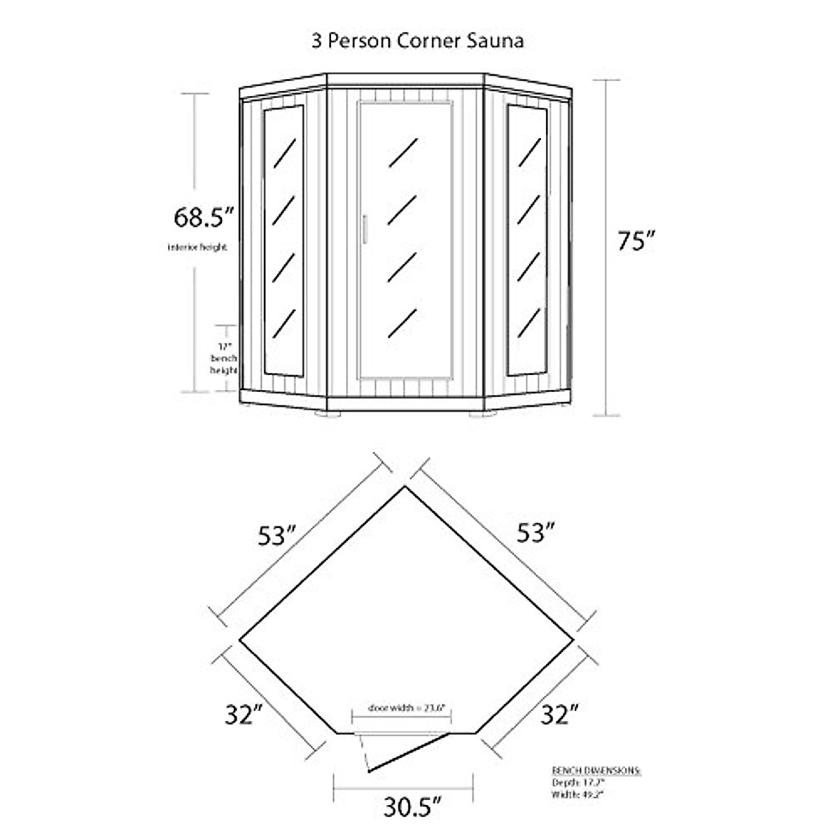 Blue Wave 3-Person Hemlock Corner Infrared Sauna w/ 7 Carbon Heaters,Brown