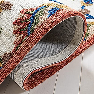 SAFAVIEH Blossom Collection 6' Square Ivory/Green BLM562A Handmade Floral Premium Wool Living Room Dining Bedroom Area Rug