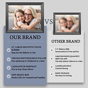 BSIMB 15-Inch 32GB WiFi Digital Photo Frame, Extra Large Electronic Picture Frame with Touch Screen, Share Pictures&Videos via App&Email from Anywhere, Gift for Mother's Day