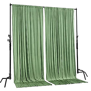 AK TRADING CO. 10 feet x 10 feet Sage Polyester Backdrop Drapes Curtains Panels with Rod Pockets - Wedding Ceremony Party Home Window Decorations