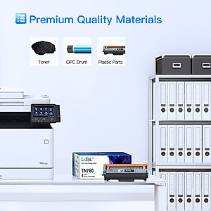 LxTek Compatible Toner Cartridge Replacement for Brother TN760 TN 760 TN730 TN 730 to Compatible with MFC-L2710DW HL-L2350DW HL-L2370DWXL MFC-L2750DW HL-L2395DW MFC-L2690DW Tray (Black, 4 Pack)