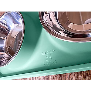 L.D.Dog Cat Food Bowls, Cat Bowls Non-Skid and Non-Spill Silicone Pads with PP Stand, Removable Stainless Steel Food and Water Dishes for Cats, Small Size Dogs