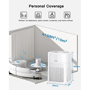 MORENTO HY4866 Air Purifiers for Large Room with HY1800 Air Purifiers for Bedroom, White